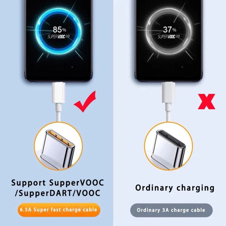 Original Super Vooc 6.5A 65W USB Type C Fast Charge Cable for OPPO ...