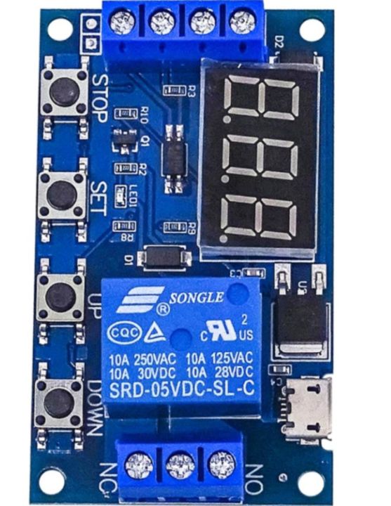 XY-J02 DC 6-30V Support Micro USB 5V LED Display Automation Cycle Delay Timer Control Off Switch ...