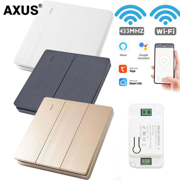 AXUS Tuya Wall Smart WiFi Push Button Switch RF 433Mhz Light Switch ...