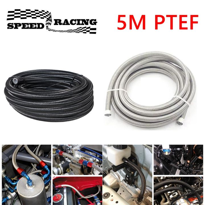 5M PTFE Universal Racing Hose AN4-AN12 Stainless Steel Braided Brake ...