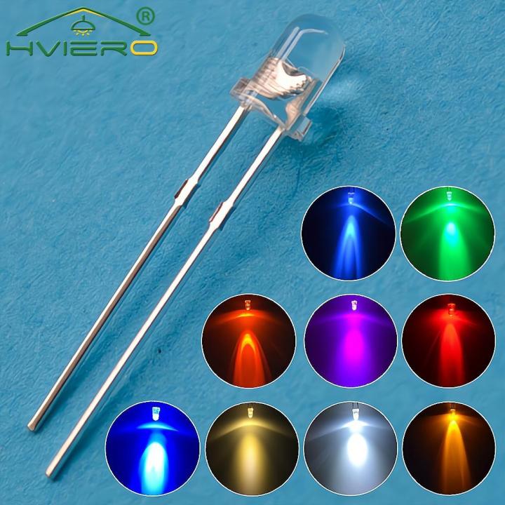 1000pcs F3 3mm Round White Red Yellow Blue Green Bright Light Emitting ...