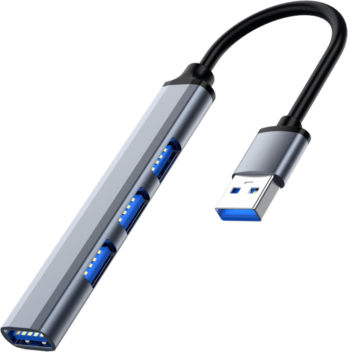 4 Ports USB A to USB Hub, Aluminum Type C to USB A 3.0 Adapter, Plug ...