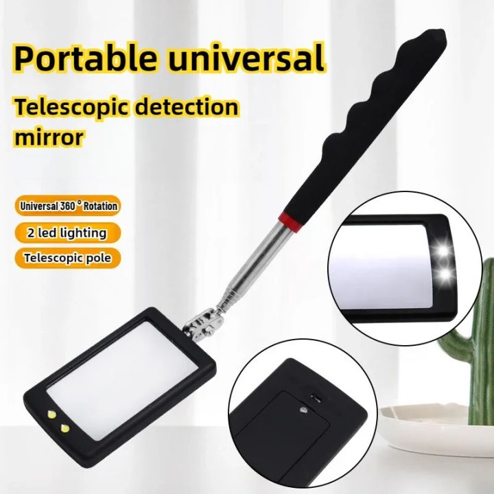 Car 360° Inspection Mirror LED Light Telescoping Mirrors Extend ...