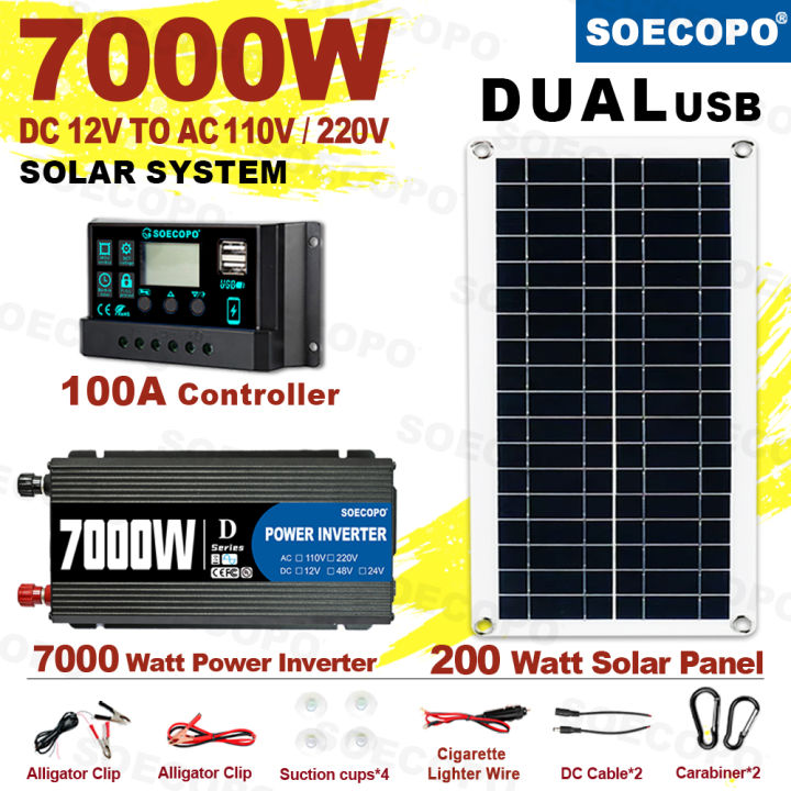 7000W Solar System Kit 12V To 110V/220V Off-Grid Inverter System 100A ...
