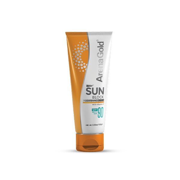 ARENA GOLD NEW SUNBLOCK WITH VITAMIN E SPF 90 (100GM) | Daraz.pk