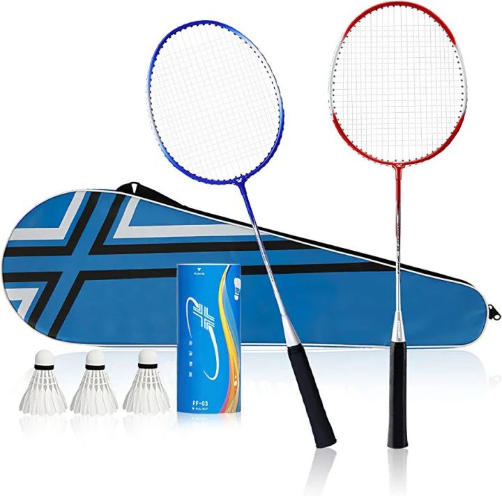 Badminton Racquets Set,Double Rackets Badminton Racket Set with Pair of ...