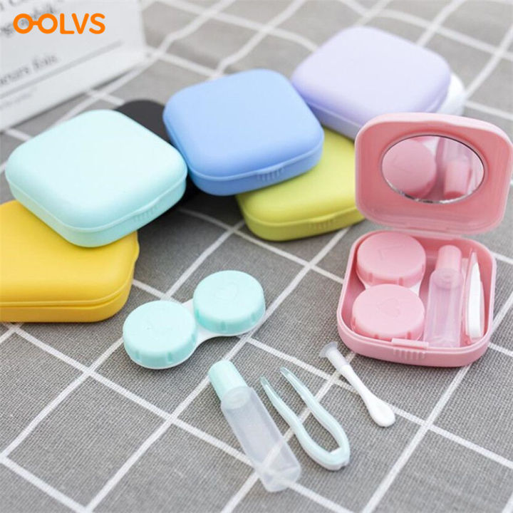Colorful Contact Lens Case Set With Mirror, Small Portable Immersion ...