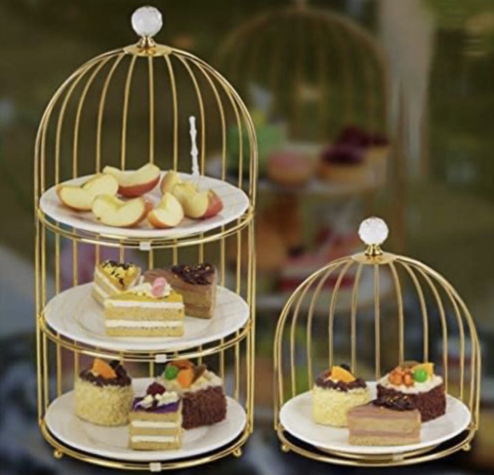 3 layer and 2 layer cage table tray for serving | Daraz.pk