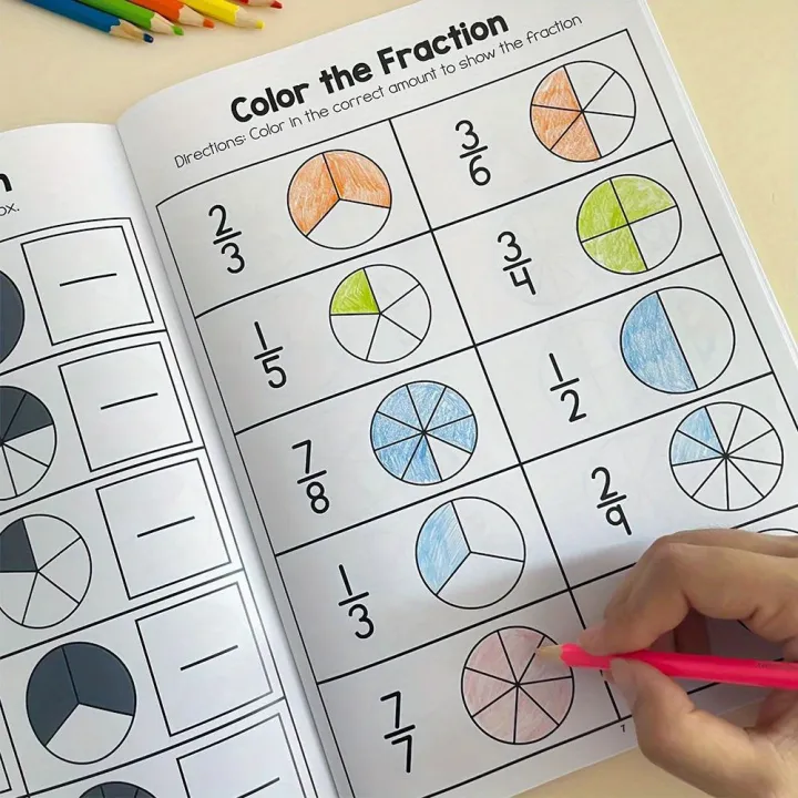 Training Exercise Sheets Math Fraction Workbook Fraction Practice Book ...