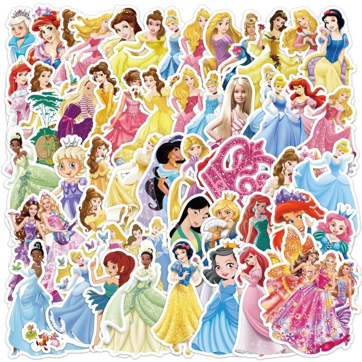 50PCS Cute Cartoon Disney Princess Graffiti Stickers Bottle Phone ...