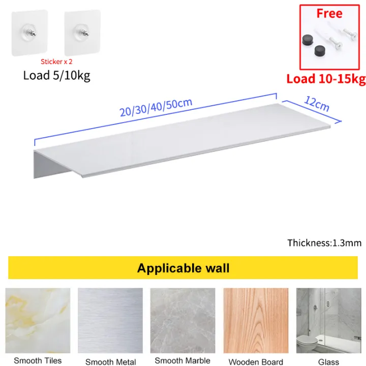 White 200-500MM Aluminum Wall Mounted Type Single Tier Multipurpose ...