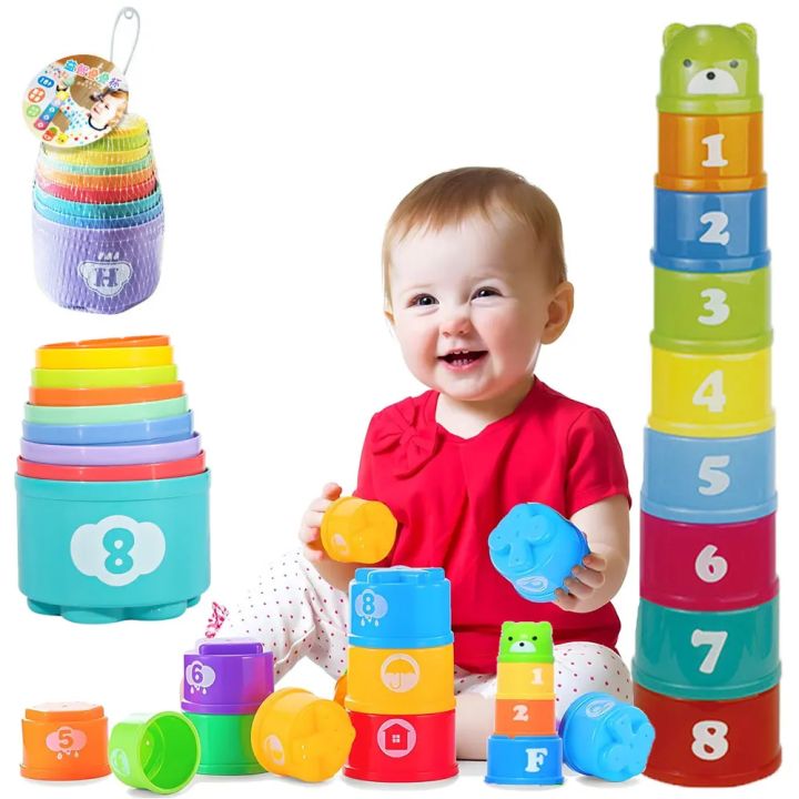 Stacking Cups Game Kids Fun Number Letters Stacking Cup Montessori ...