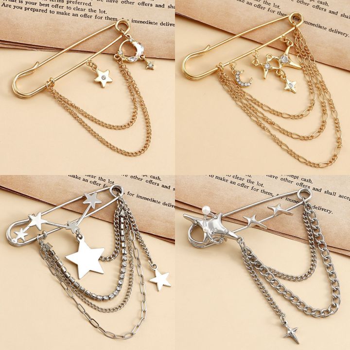 Fashion Vintage Star Brooch Pins Tightening Waistband Tassels Chain ...