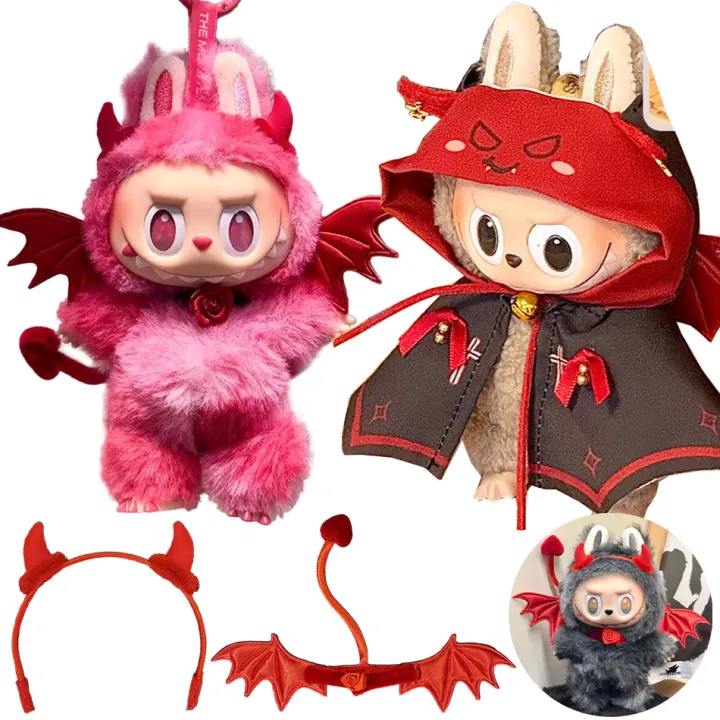 For Labubu Cotton Mini Plush Doll Clothes Devil Clothes Doll Elf Wing ...