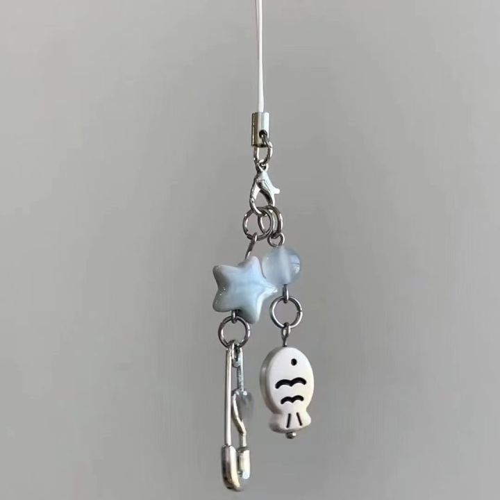 Y2K Summer Small Fish Star Charm Keychain Phone Lanyard Keyring ...