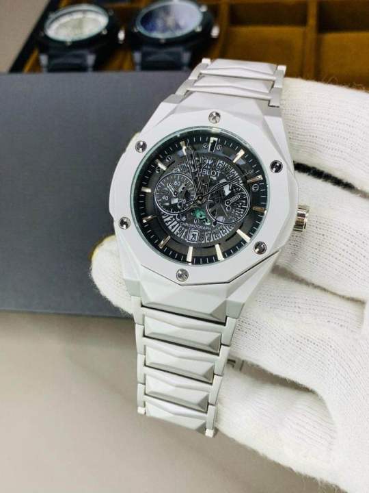 PREMIUM HUBLOT GENEVE DIAMOND CUT MASTER LOCK , CHAIN WATCH FOR MEN ...