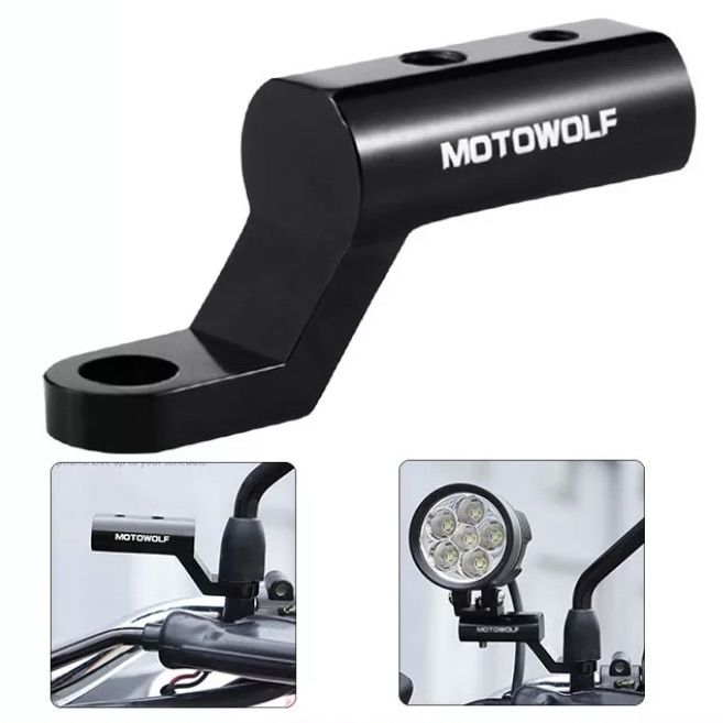 Motowolf motorcycle handlebar accessories bar hole glass mount bracket ...