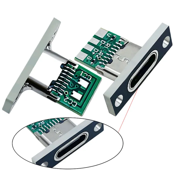 5Pcs 2Pin 4Pin USB 3.1 Type C Socket With Screw Fixing Plate Type-C USB ...