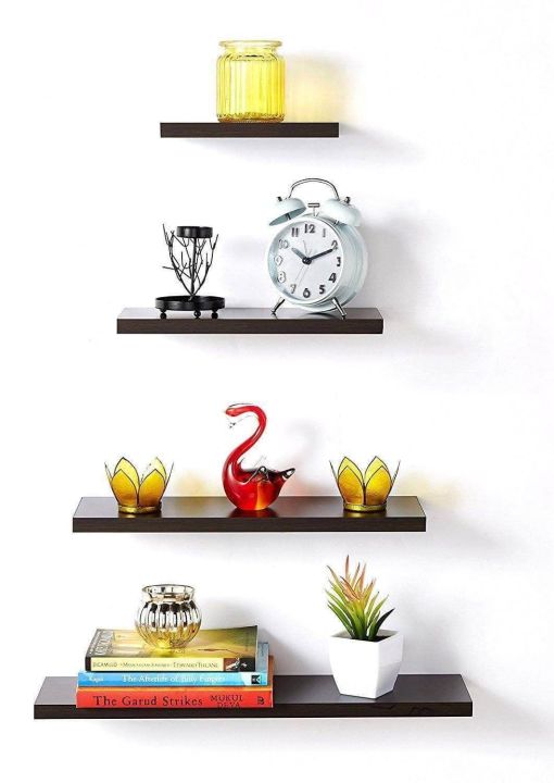 Floating wall shelves are ideal for storing and displaying collectables ...