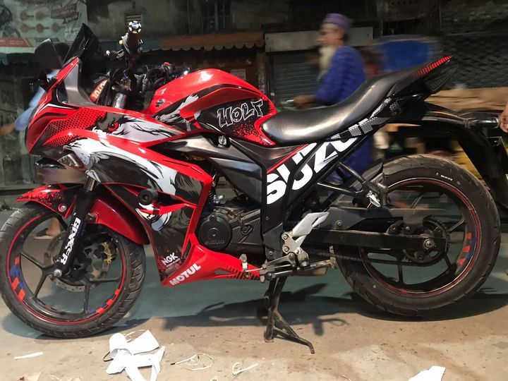 Gixxer sf old red wolf model decals sticker set | Daraz.com.bd