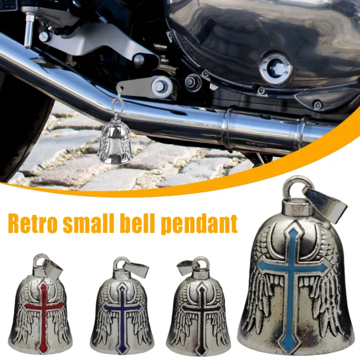 Trendy Charm Guardian Angel Wings Cross Bell Pendant Motorcycle Luck ...