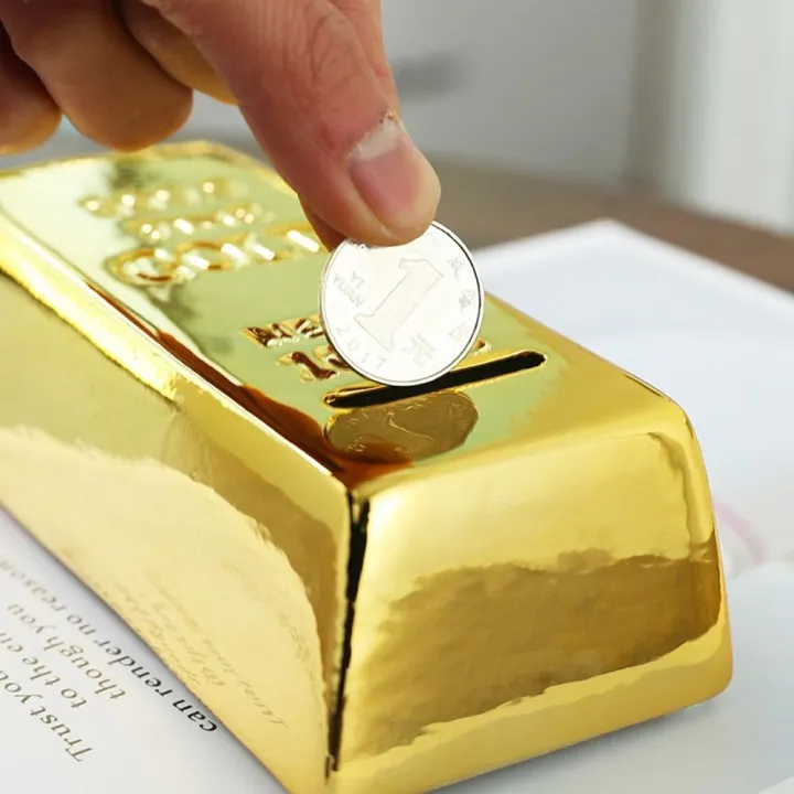1Pcs Artificial Gold Bullion Bar Coin Bank Creative Simulation Plastic ...