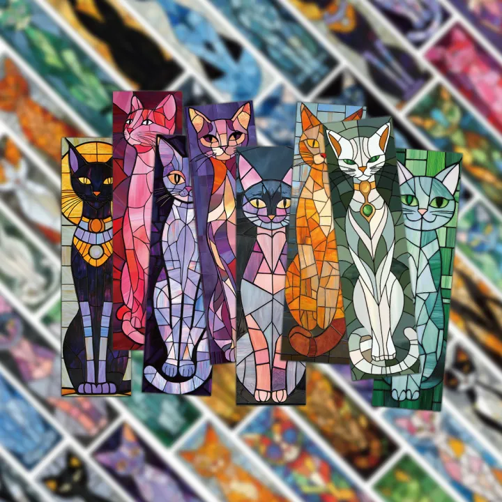 30PCS Elegant Cat Glass Texture Bookmarks Reading Book Pages Book ...