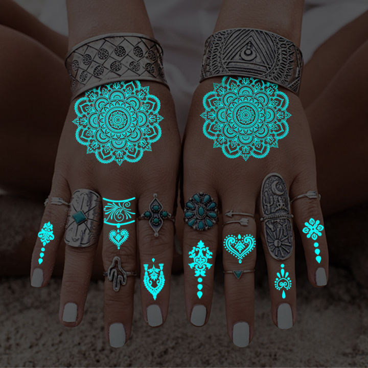 10 Sheets Glow in the Dark Tattoos for Women Girls Luminous Temporary ...