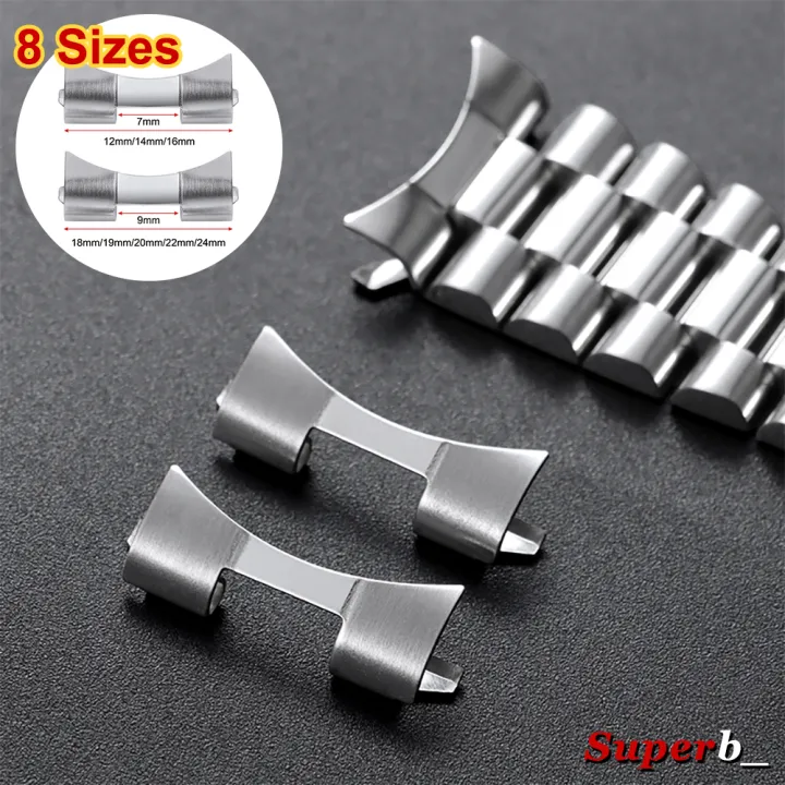 18/19/20/21/22mm Stainless Steel Strap Connectors Matte Polished Curved ...