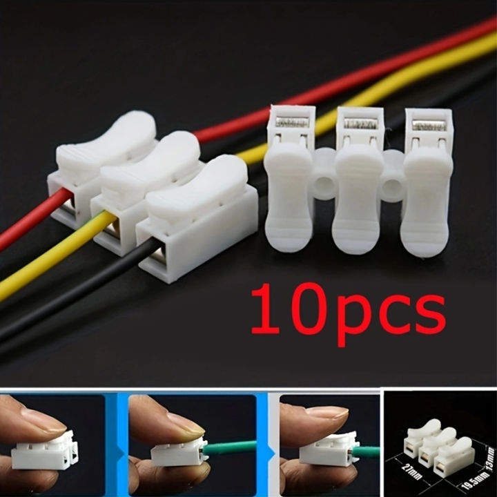 10pcs White No Solding Welding Quick 3P Cable Wire Connector No Screw ...