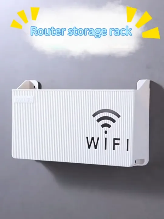WHITE –Wifi Holder Wall Mounted WiFi Router Shelf Box – ABS Plastic ...