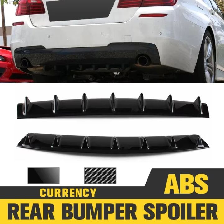 3pcs Universal Rear Bumper Spoiler Diffuser Gloss Black 7 Wing Shark ...