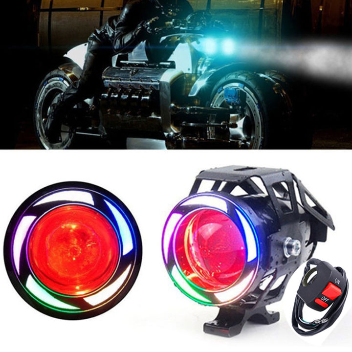 Motorcycle Spotlight U7 LED Lens Driving lights DRL for scooter ...
