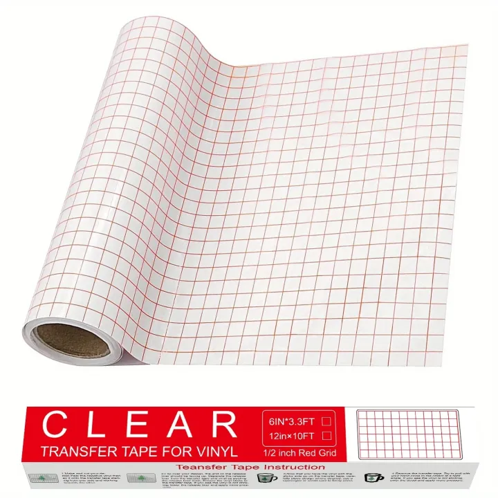 1pc Clear Vinyl Transfer Paper Tape Roll W/Alignment Grid Application ...
