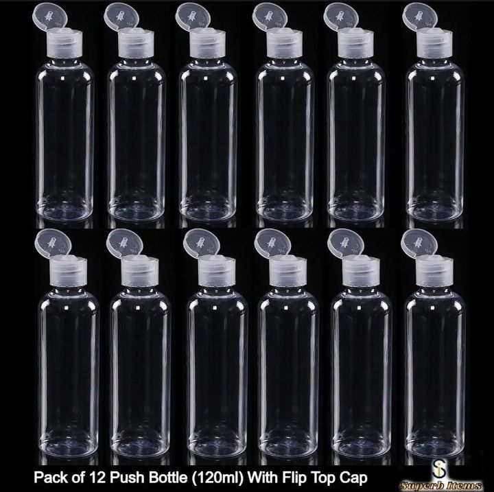 Pack Of 12 Empty Plastic Push Bottle 120ml / Empty Bottles for Hair Oil ...