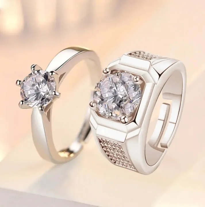 Adjustable Stainless steel Cute Couple Rings / Engagement Couple Rings ...