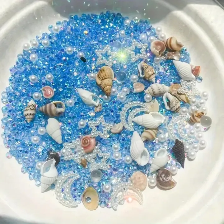 30g Ocean-Themed Epoxy Resin Filling - Star, Moon, Shell Shapes, Blue ...