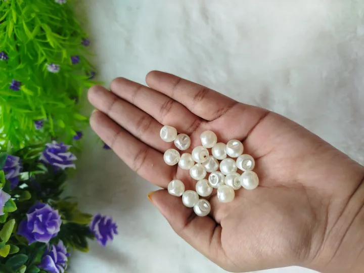 25 Pcs White Pearl Beads (For Craft & Jewelry Making) | Daraz.com.bd