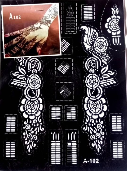 Mehindi stencils Henna stickers Arabian Bridal tattoo tamplates | Daraz ...