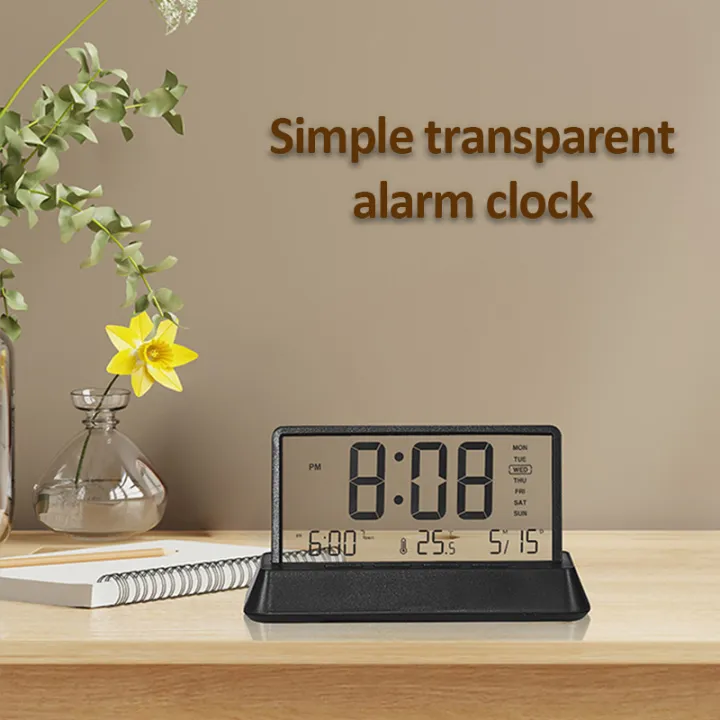 Transparent Alarm Clock Digital Alarm Clock Temperature Date Week ...