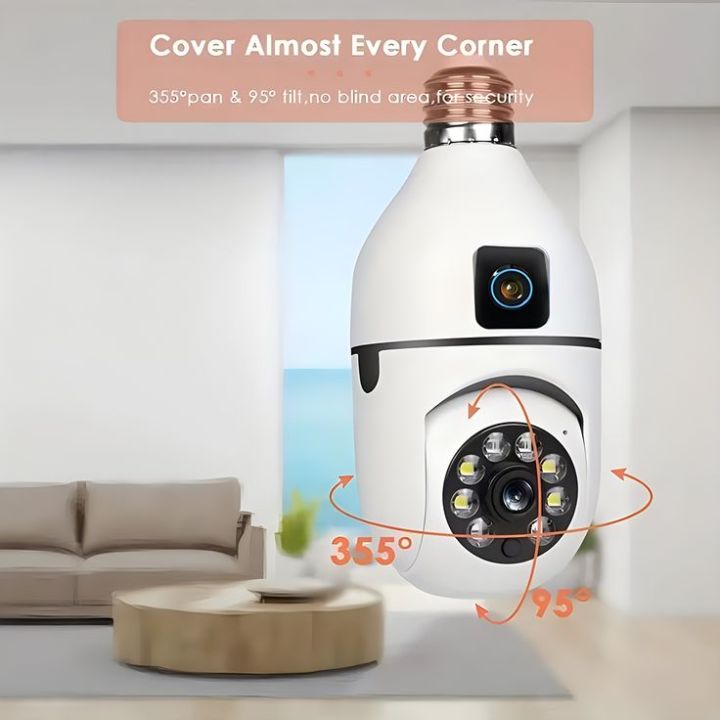 wifi security PTZ DUAL LENS BULB CTV CAMERA 4MP+4MP 1920x2160 ...