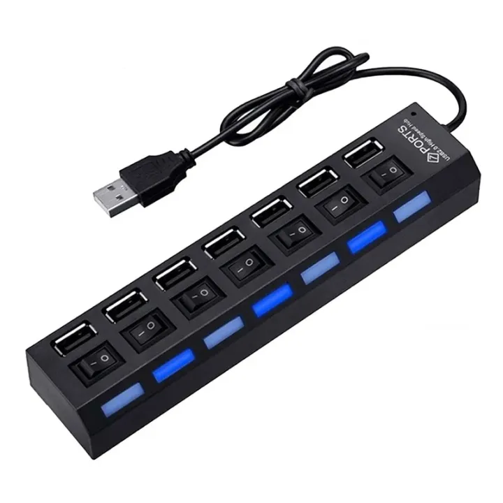 High Speed 7 Port USB 2.0 Multi Splitter USB Hub 2.0 Usb Power Adapter ...