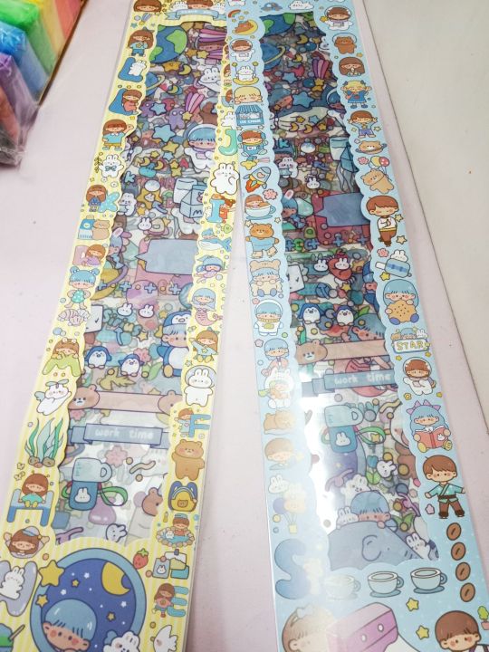 6 Sheets Cute Cartoon Long Strip Stickers Student Lovely Scrapboo ...