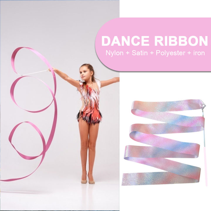 2M Dance Ribbon Rhythmic Dance Ribbon with Twirling Stick Gymnastics ...