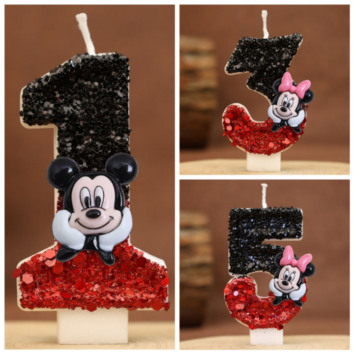 Hot Happy Birthday Number 0-9 Candles Cartoon Mickey Minnie Mouse ...