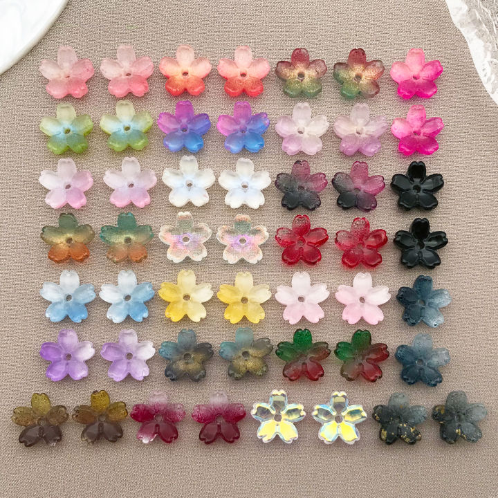 50pcs Colored Glass & Shell-imitation 3D Floral Vintage Chinese ...