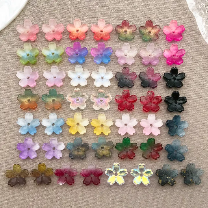 50pcs Colored Glass & Shell-imitation 3D Floral Vintage Chinese ...