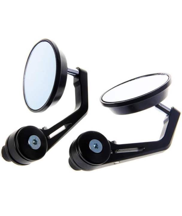 Handle Bar End Round Mirror Side Rear View Edge Convex Mirrors Bike ...