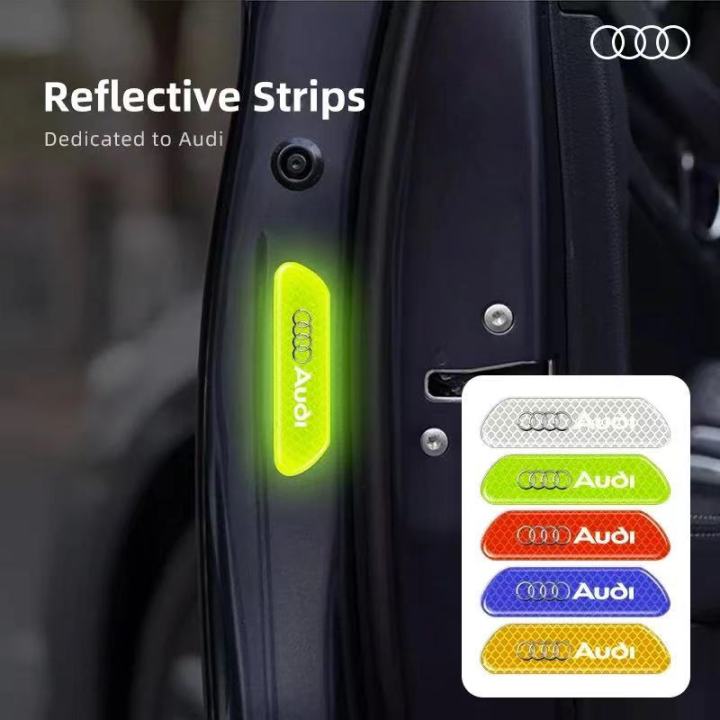 4Pcs Car Door Sticker Safety Warning Reflective Mark For Audi Sline A1 ...