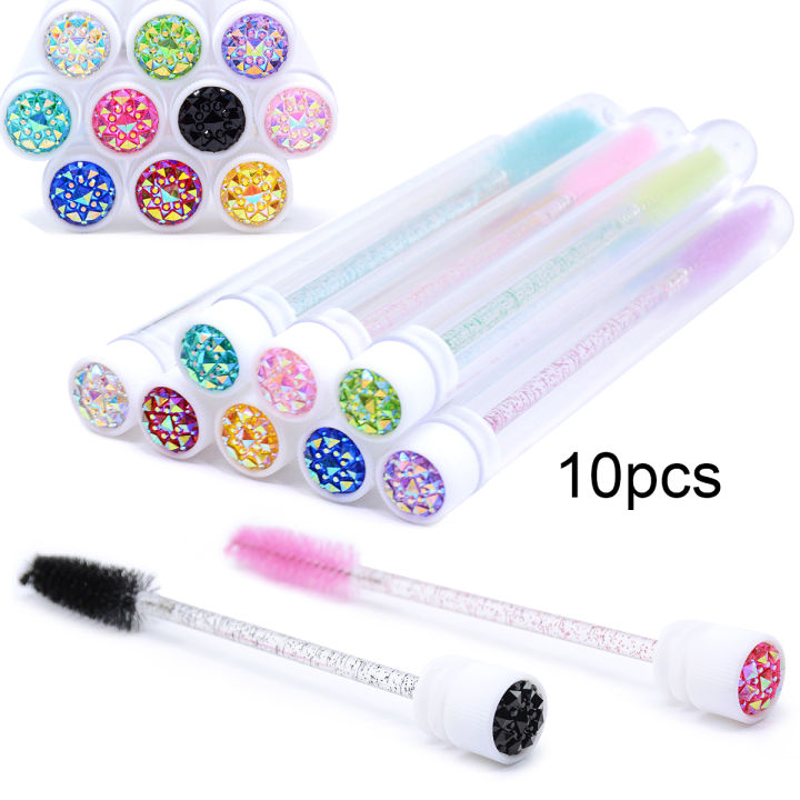 10Pcs Sparkling Reusable Eyelash Brushes Mascara Wand In Tubes Eye Lash ...